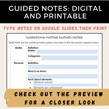 Classifying Matter Guided Notes Slides Elements Compound And Mixtures