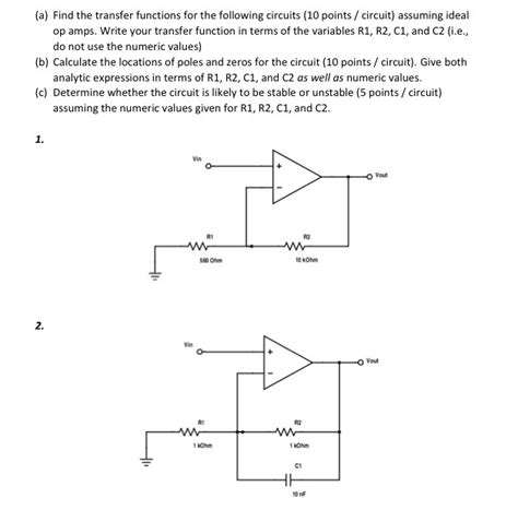 Solved A Find The Transfer Functions For The Following