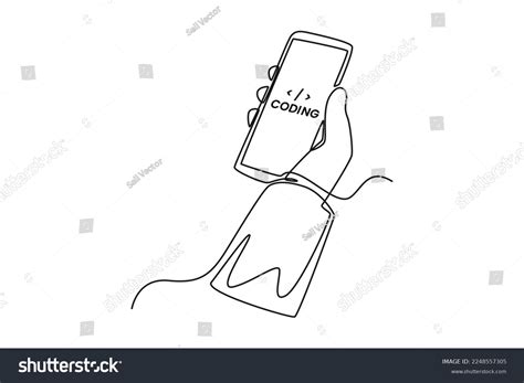 Single One Line Drawing Smartphone Coding Stock Vector Royalty Free 2248557305 Shutterstock