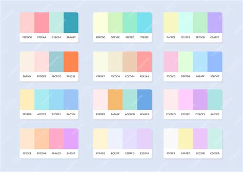Rgb Hex의 Pantone 컬러 팔레트 카탈로그 샘플 프리미엄 벡터