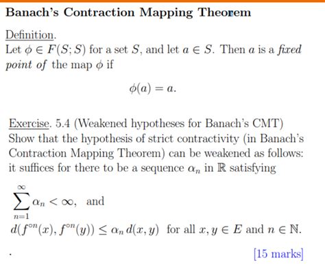 Solved Banachs Contraction Mapping Theorem Definition Let φ