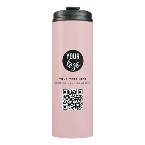 A Pink Insulated Water Bottle With Qr Code Printed On It