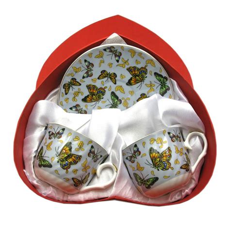 Сервіз фарфор 2he1040 5 2 чашки 2 блюдця Метелики 160мл H 6см D 8см D блюдця 14 см Id