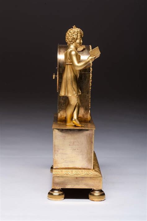 French Antique Empire Gilt Bronze Mantel Clock Circa 1820 For Sale At