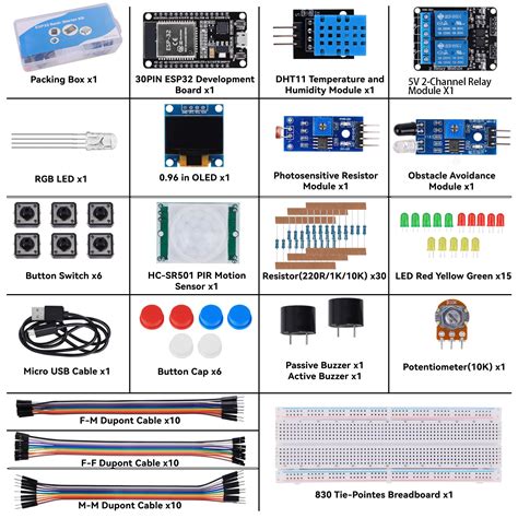 Basic Starter Kit For Esp32 Esp32s Breadboard Kit Wifi I Ot Esp32 Development Board Kits With