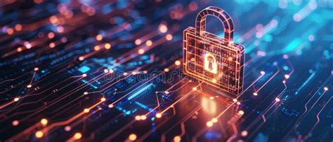 Cyber Security Barrier Digital Lines Tech Background Emphasizing Online Protection Secure