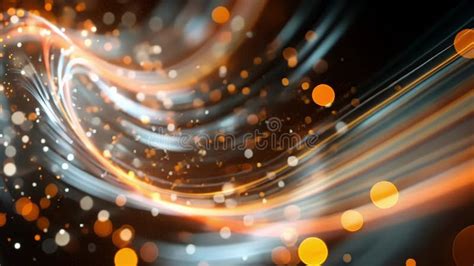 Big Data Stream Flowing With Futuristic Orange And White Particles Stock Video Video Of
