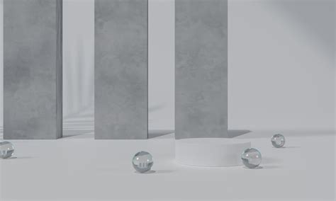 빈 배경 3d 렌더링이 있는 광고 디스플레이의 흰색 연단 및 흰색 배경 스탠드 또는 연단 받침대 프리미엄 사진