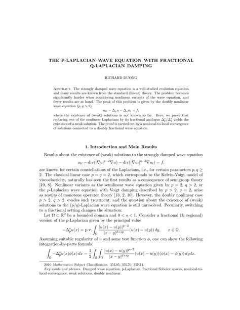 Pdf The P Laplacian Wave Equation With Fractional Q Laplacian Damping