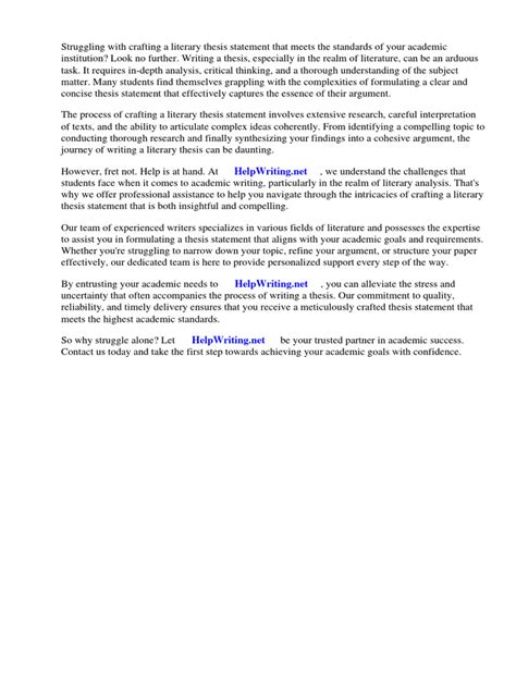 Literary Thesis Statement Examples Pdf Essays Thesis