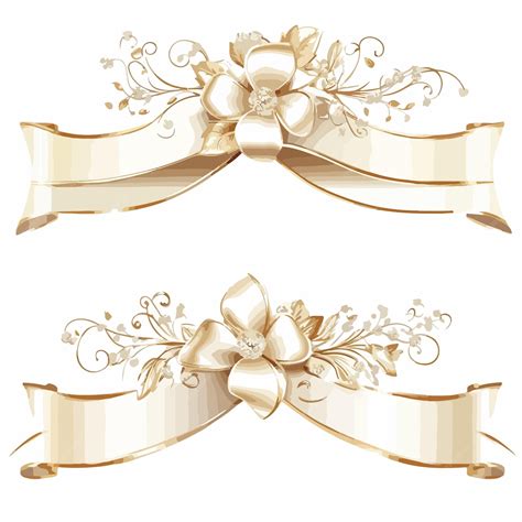 Elegant Wedding Ribbon Banner Decoration Ornament Vector Illustration