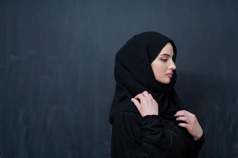 Premium Photo Modern Young Muslim Woman In Black Abaya Arab Girl