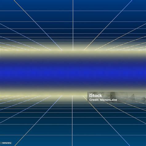 디스코 바닥 황금과 파란색 네온 조명 미래 스타일의 빛 효과 관점 빈티지 댄스 배경 스트로빙 레이저 그리드파티 포스터 3차원 배너 공상 과학 메쉬 초현대적에 대한 스톡 벡터