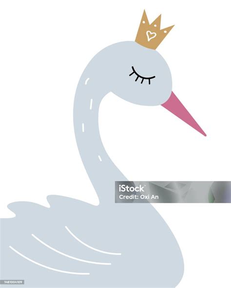 백조의 호수 백조 그림입니다 베이비 샤워 신생아 생일 축하합니다 포스터 엽서 디자인 요소 플랫 만화 고립 된 배경입니다 공휴일에 대한 스톡 벡터 아트 및 기타 이미지