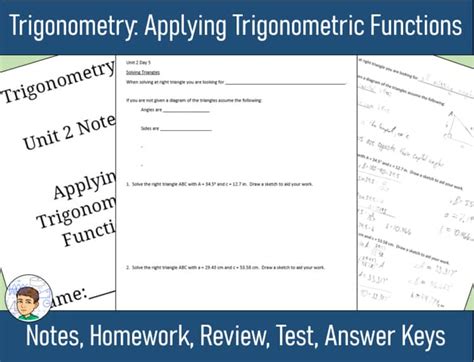 Trigonometry Unit 2 Applying Trig Functions Notes Hw Review Test Answers