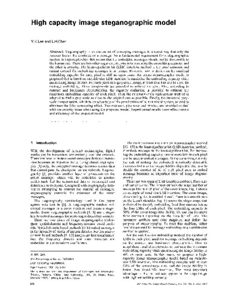 pdf high capacity image steganographic model