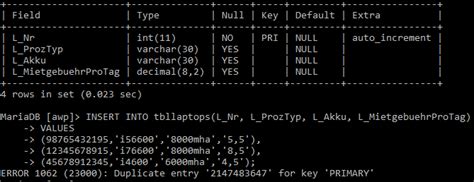 Mariadb Sql Insert Into Multiple Columns Doesnt Work Stack Overflow