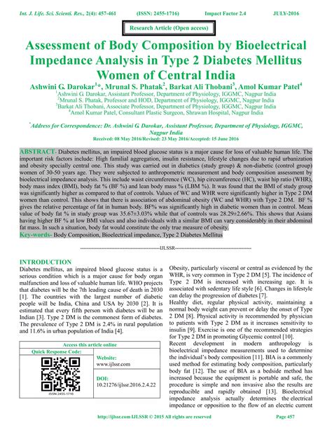 Assessment Of Body Composition By Bioelectrical Impedance Analysis In Type 2 Diabetes Mellitus