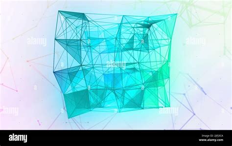 Abstract Neon Plexus Transforming Cube On A Black Background Motion