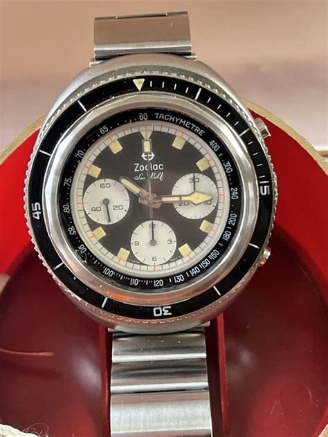 Vintage 70s Zodiac Seawolf Giant Chronograph Super Divers Watch