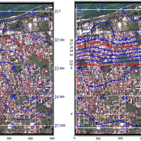 Contour Lines For Existing And Modified Models At 22 M Wave Height