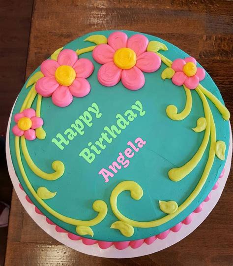 ️ Pink Flower Birthday Cake For Angela