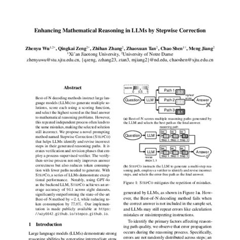 Enhancing Mathematical Reasoning In Llms By Stepwise Correction Acl Anthology