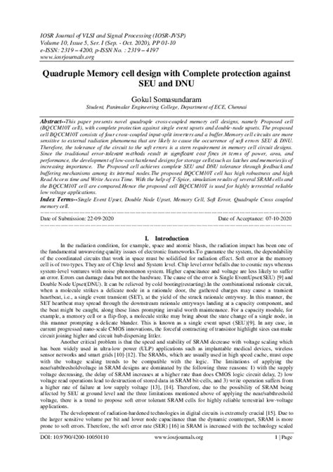 Pdf Quadruple Memory Cell Design With Complete Protection Against Seu And Dnu