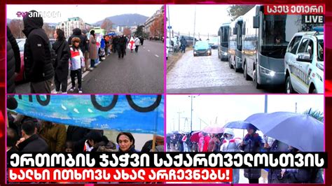 მოქალაქეების ერთობის ჯაჭვი თამარ მეფის ხიდზე და მობილიზებული ომონი Youtube