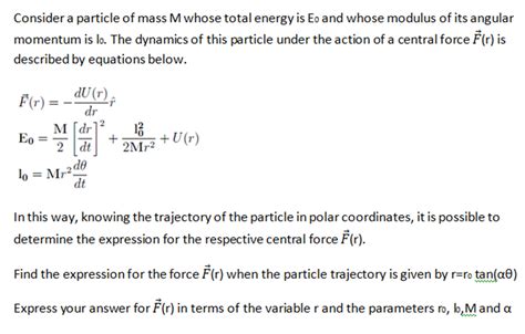 Solved Consider A Particle Of Mass M Whose Total Energy Is Chegg