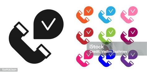 흰색 배경에 격리된 검은색 전화 단말기 아이콘입니다 전화 표지판입니다 다채로운 아이콘을 설정합니다 벡터 Brand Name Online Messaging Platform에