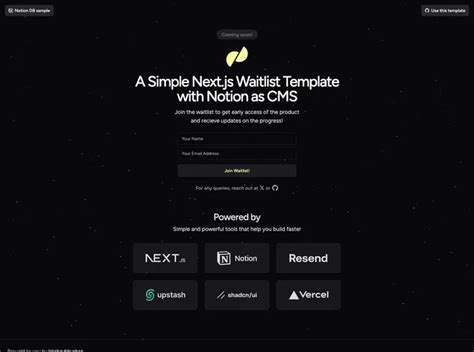 Nextjs Notion Waitlist Template By Lakshaybhushan A Nextjs Template