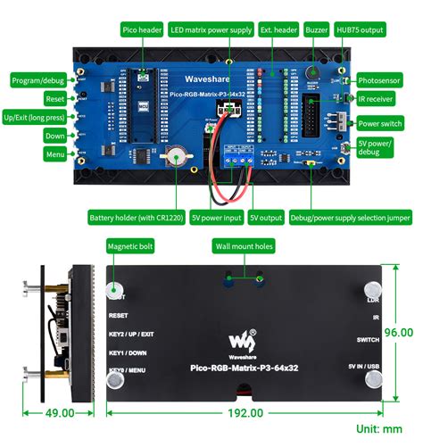 RGB Full Color Multi Features Digital Clock For Raspberry Pi Pico RGB Matrix Accurate