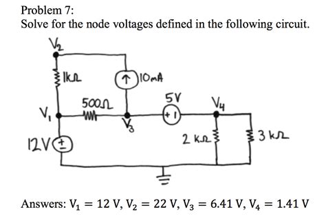 Solved Solve For The Node Voltages Defined In The Following Chegg