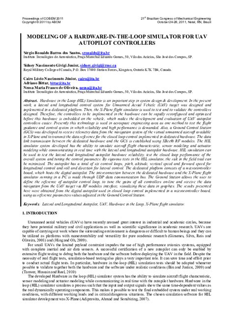 Pdf Modeling Of A Hardware In The Loop Simulator For Uav Autopilot Controllers