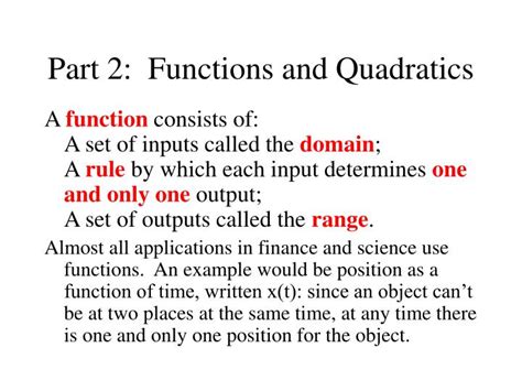 Ppt Part 2 Functions And Quadratics Powerpoint Presentation Free