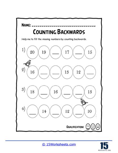 Counting Backwards Worksheets 15