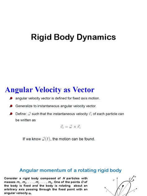 Rigid Body Dynamics Angular Momentum Of A Rotating Rigid Body And