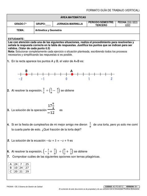 Formato Guia De Trabajo 7° Po Piii Pdf Geometría Del Plano