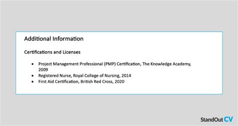 How To Add Additional Information To Your CV Examples