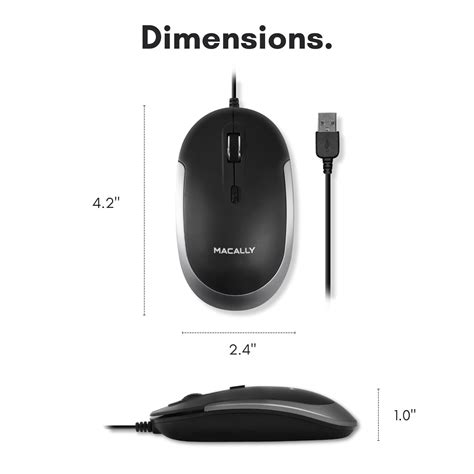 Macally Silent Wired Mouse Slim And Compact Usb Mouse For Apple Mac Or Windows Pc