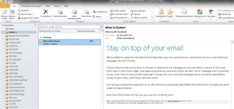 clutter onbelangrijke mail map uitschakelen in office 365 en outlook