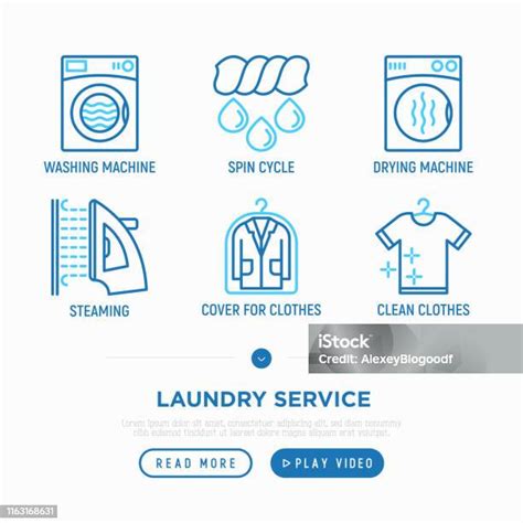 세탁 서비스 얇은 라인 아이콘 세트 세탁기 스핀 사이클 건조기 옷 커버 김 오존 현대 벡터 그림입니다 깨끗한에 대한 스톡 벡터 아트 및 기타 이미지 Istock