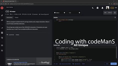 Codewars Python 7 Kyu All Unique Youtube