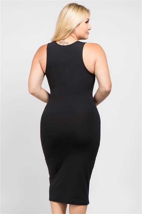 Plus Size Sleeveless Tank Midi Bodycon Dress Iconoflash