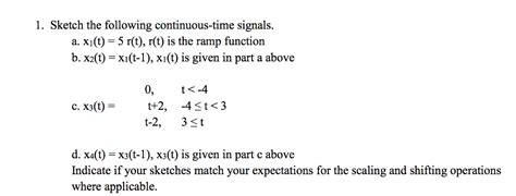 Solved Sketch The Following Continuous Time Signals A Chegg