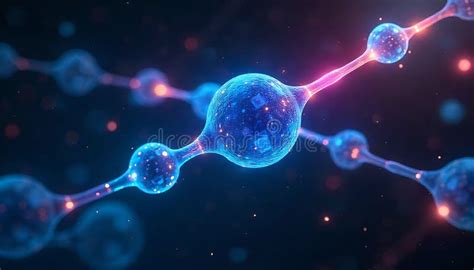 A Vibrant Rendering Of Interconnected Blue Molecular Structures With Glowing Pink Connections