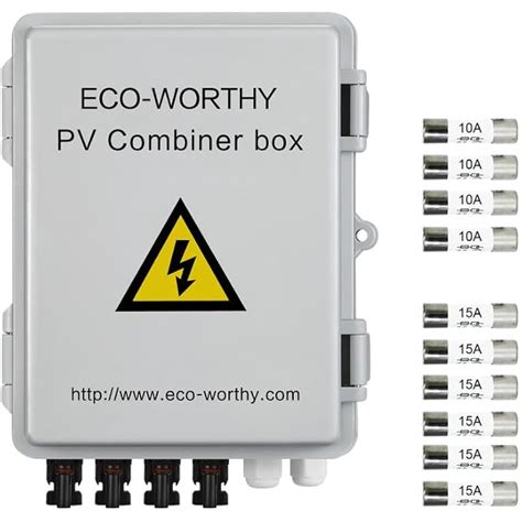 Eco Worthy 4 String Pv Combiner Box With 10a Rated Current Fuse And Six 15a Replacement Fuses
