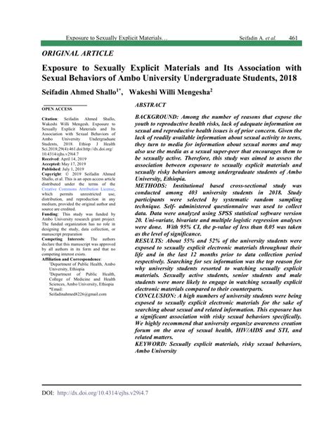 PDF Exposure To Sexually Explicit Materials Exposure To Sexually Explicit Materials And Its