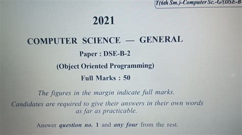 2021 Object Oriented Programming Oops Java Computer Science Bsc General Semester 6th